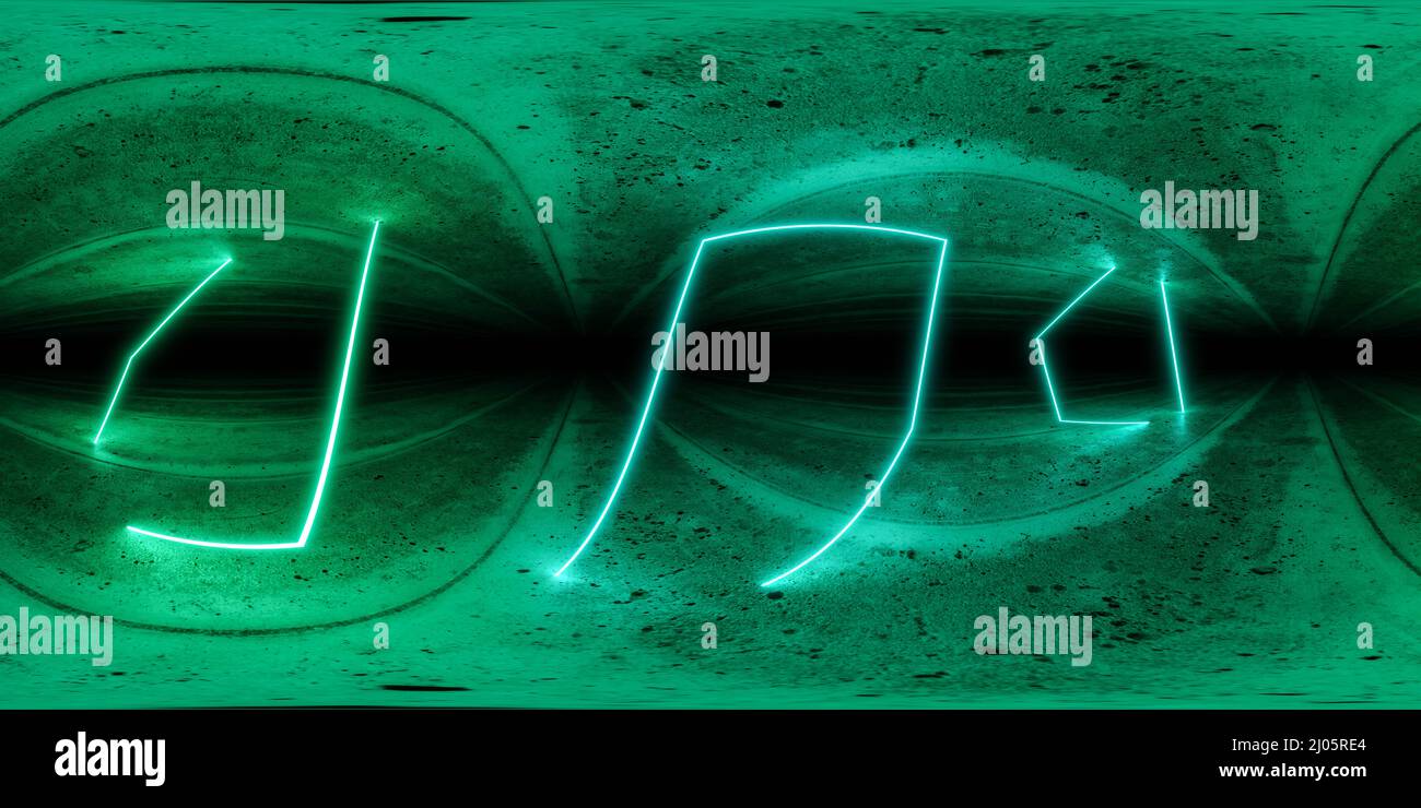 360 degree full panorama environment map of empty futuristic neon light ...