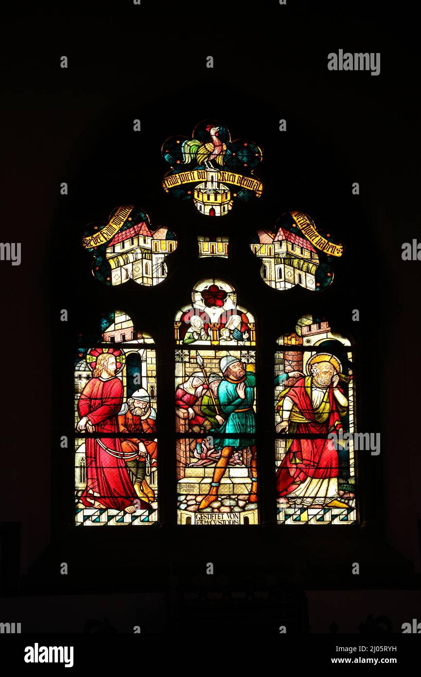Church window in St. Peter Cathedral in Heppenheim, Hesse, Germany ...