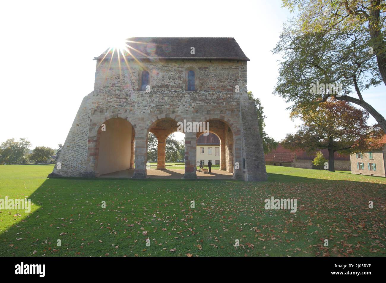 Carolingian Monastery in backlight in Lorsch, Hesse, Germany Stock ...