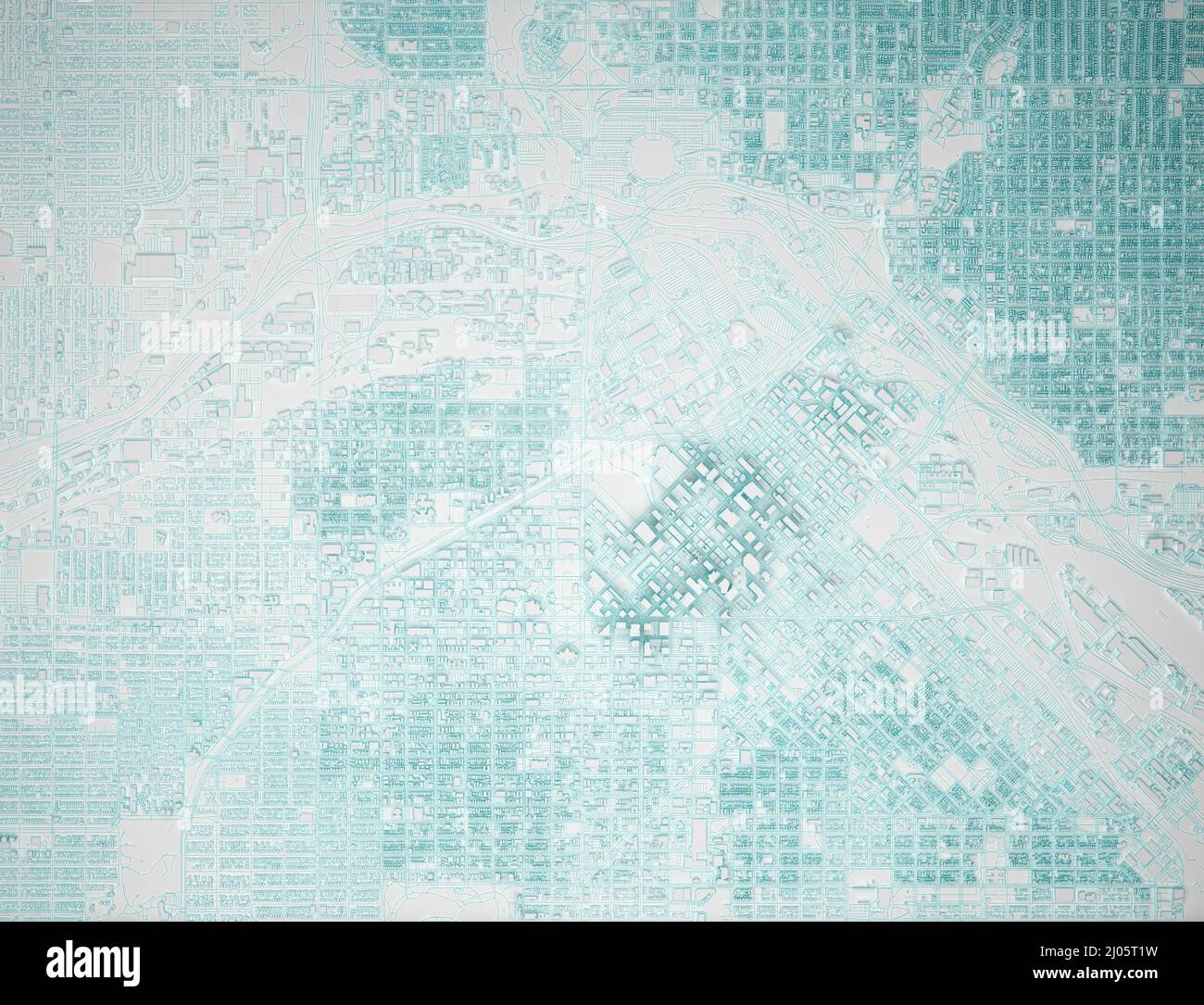 simplified map of the city of Denver aerial view. 3d rendering Stock ...
