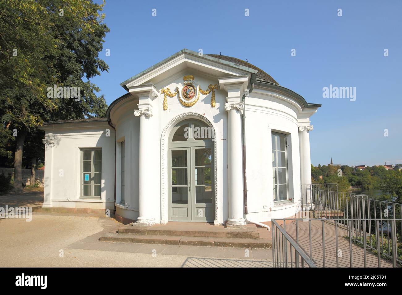 Neoclassical breakfast pavilion in the palace garden in Aschaffenburg ...