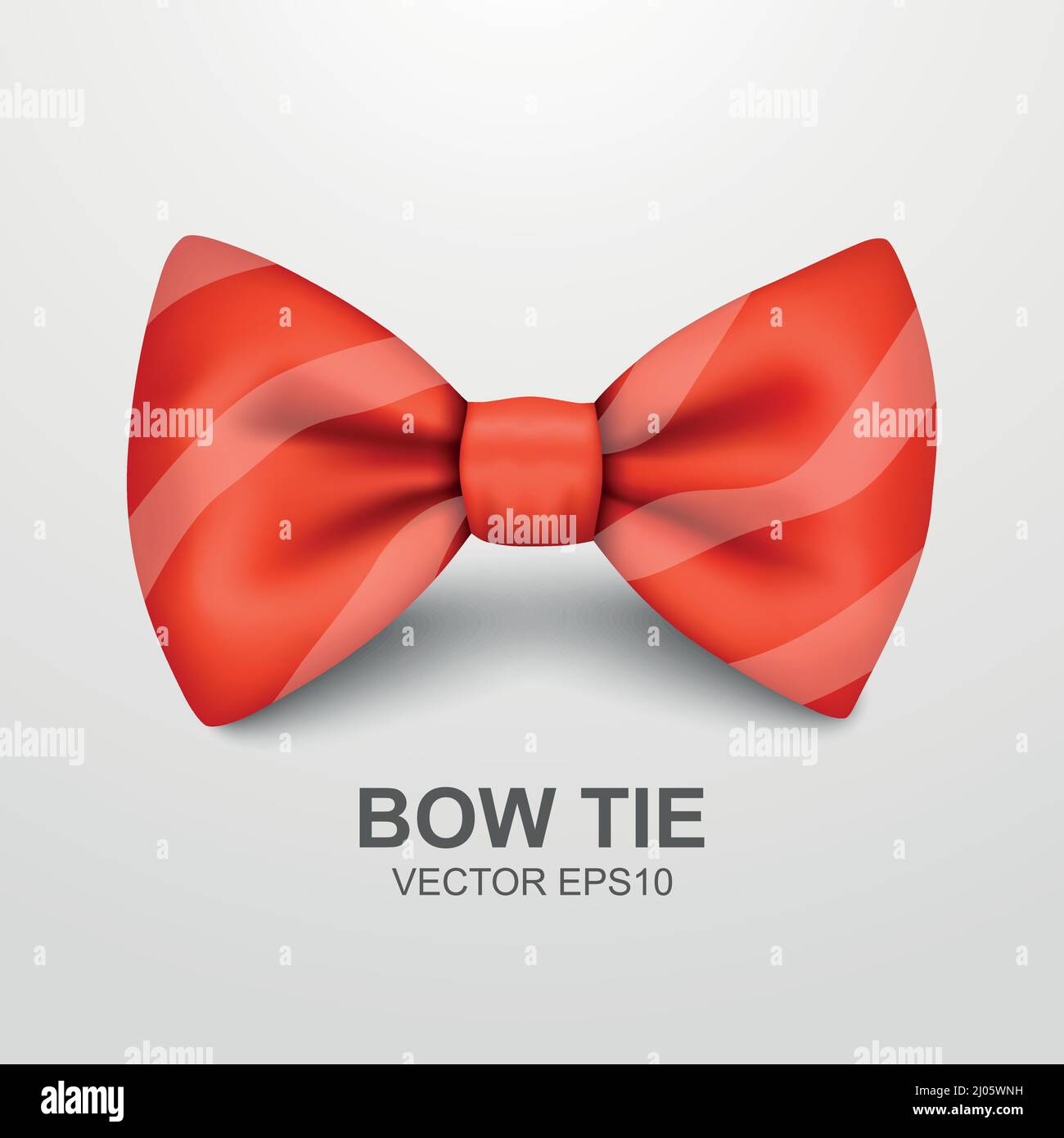 Vector 3d Realistic Striped Red Bow Tie Closeup Isolated on White ...
