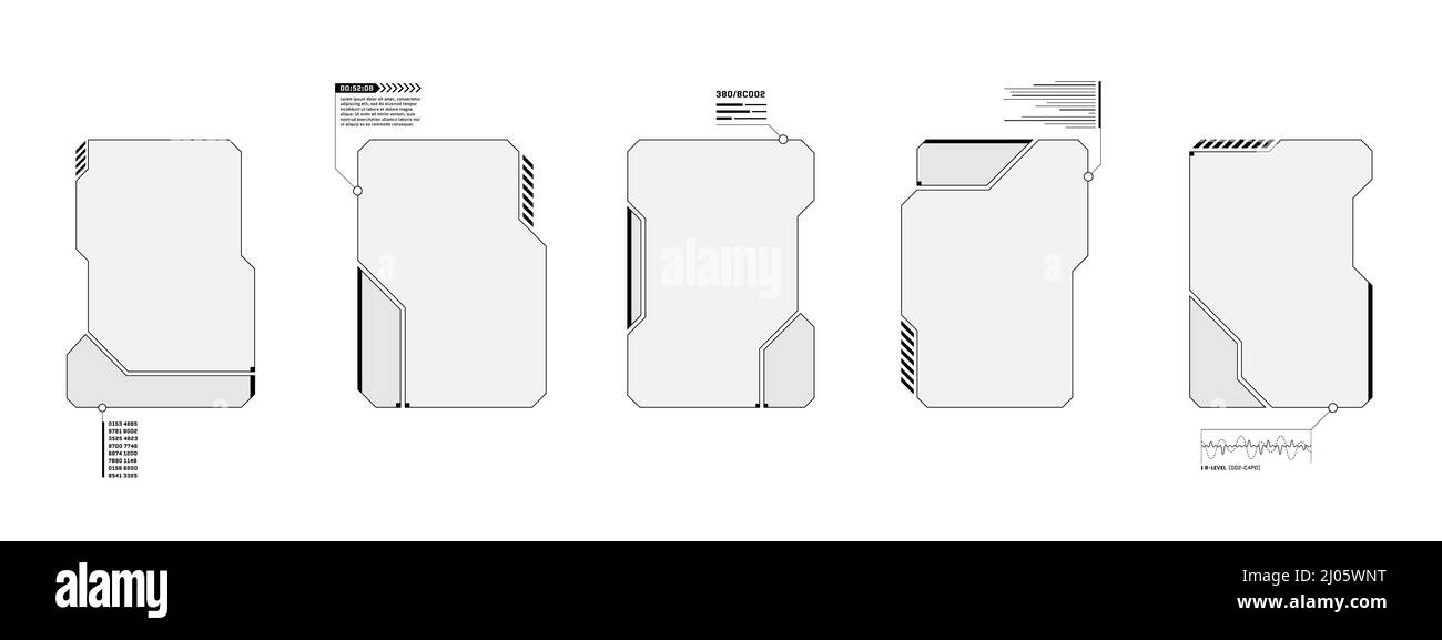 HUD digital futuristic user interface square frame set. Sci Fi high ...