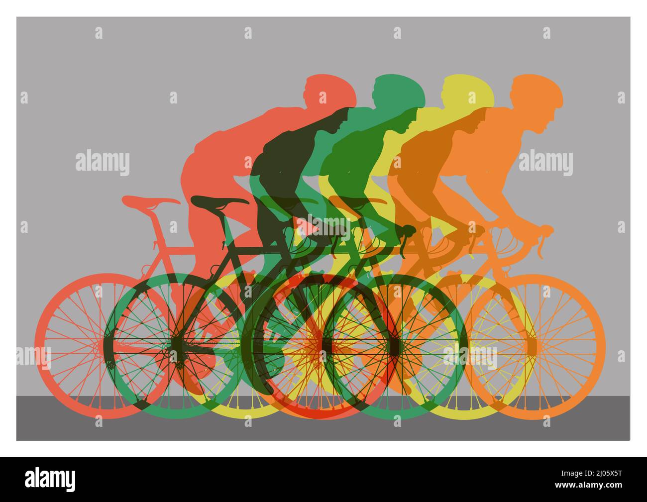 Illustration design of cyclists on isolated background Stock Photo - Alamy