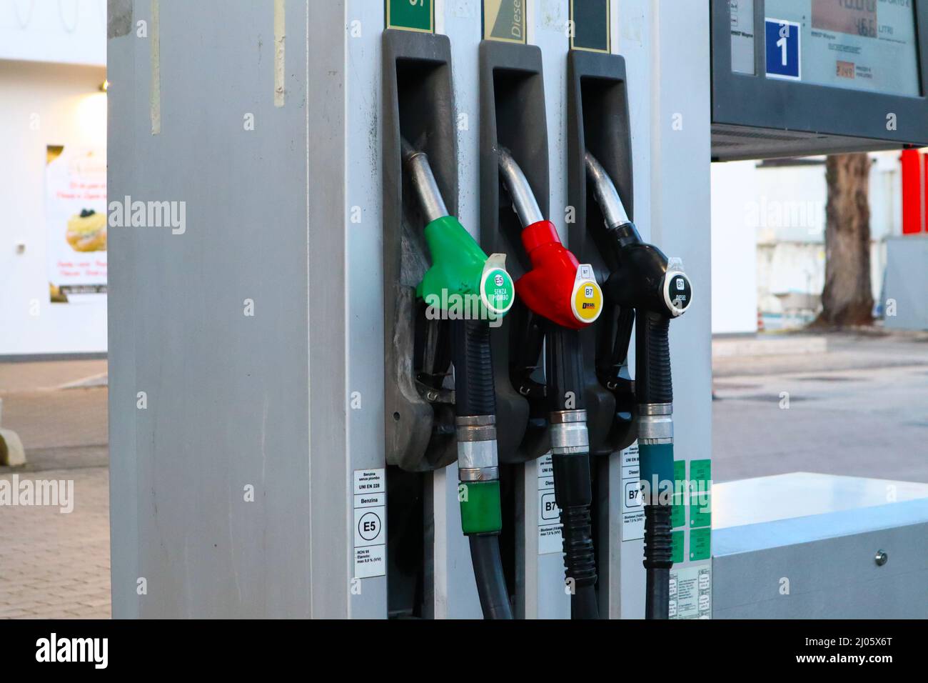 Gas Station, view of fuel pump Stock Photo - Alamy