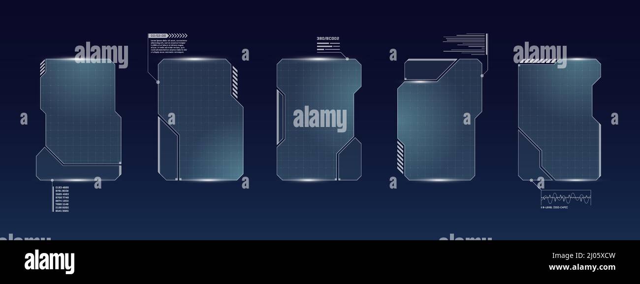 HUD digital futuristic user interface square frame set. Sci Fi high ...
