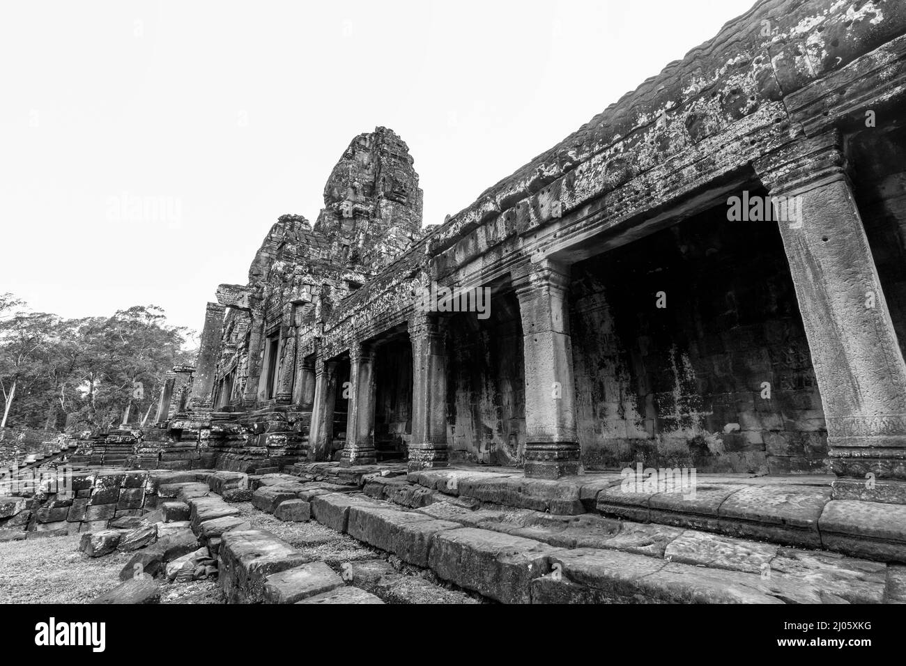Angkor thom temple view Black and White Stock Photos & Images - Alamy