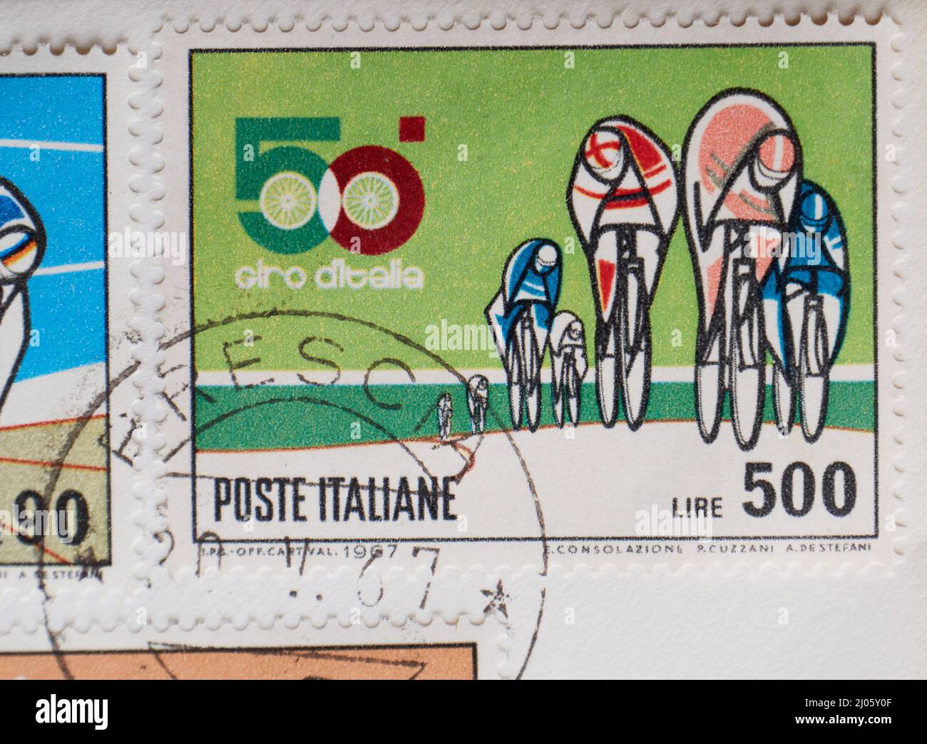 Colorful Vintage Used Postage Stamps from Italy Stock Photo - Alamy