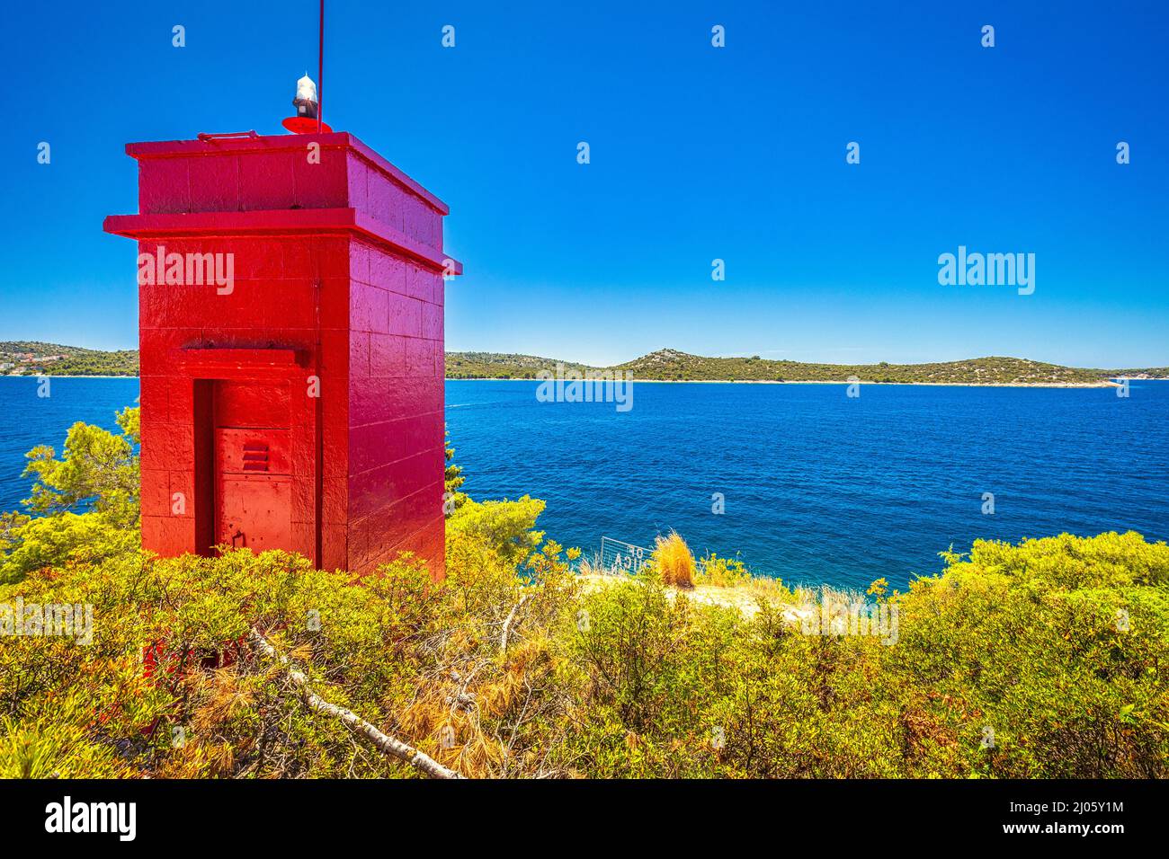Adriatic coast with lighthouse near the Rogoznica village, a popular ...