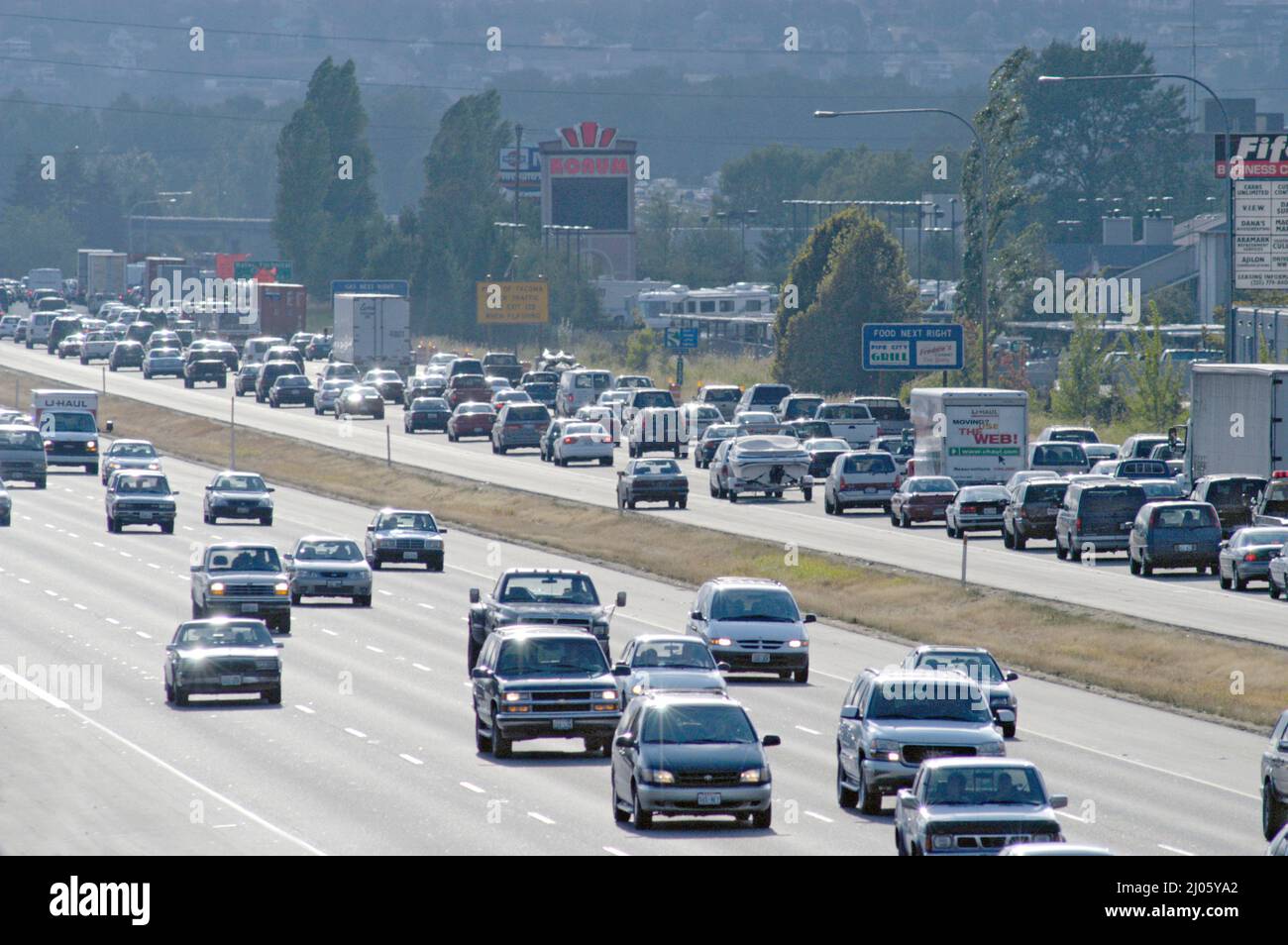 Interstate freeway traffic in Seattle Washington area in the afternoon ...