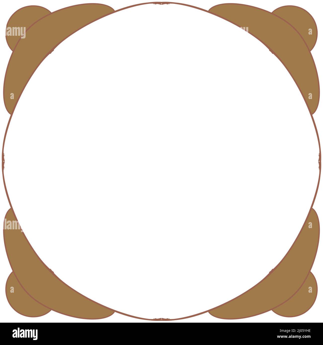 A circular frame with metallic colored rounded corners. Hand painted ...
