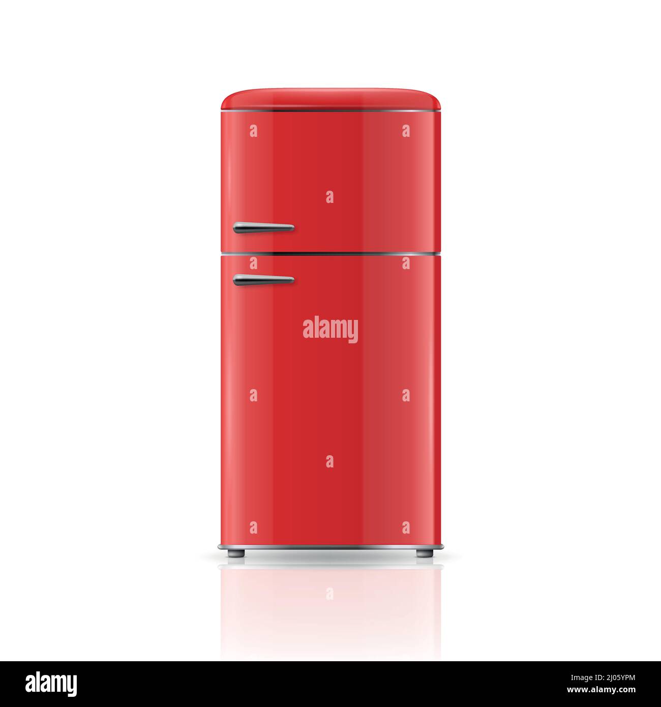 Vector 3d Realistic Red Retro Vintage Fridge Icon Isolated on White ...