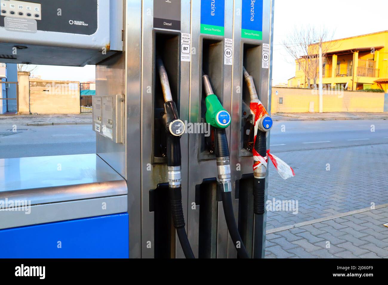 Gas Station, view of fuel pump Stock Photo - Alamy