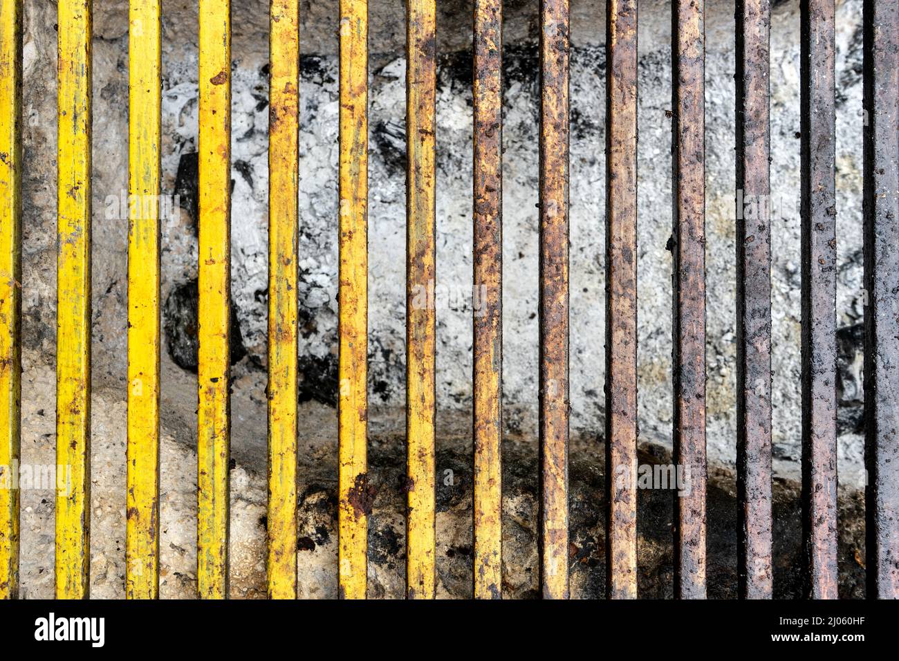 Yellow dirty grill Stock Photo - Alamy