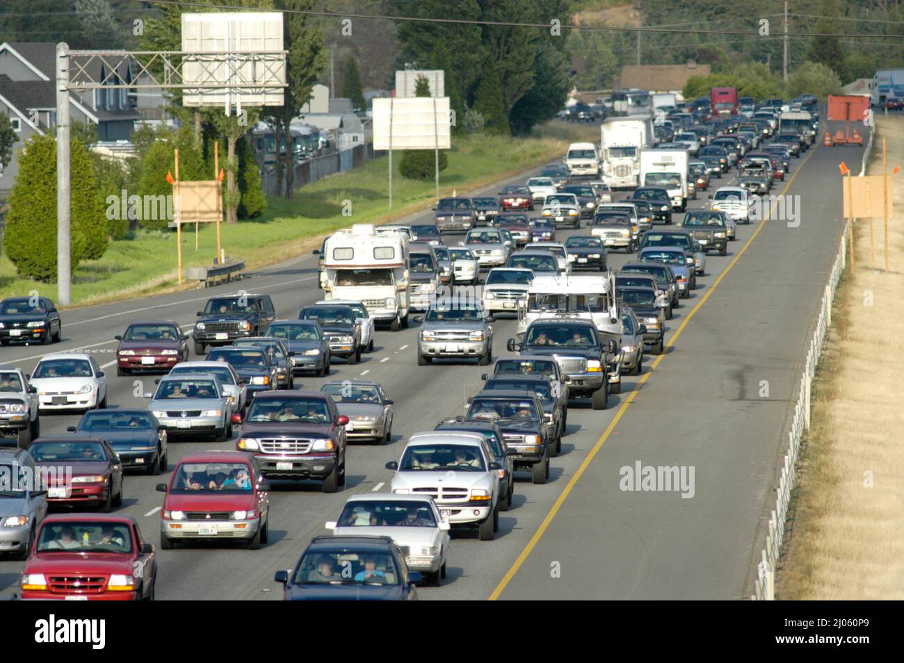 Interstate freeway traffic in Seattle Washington area in the afternoon ...