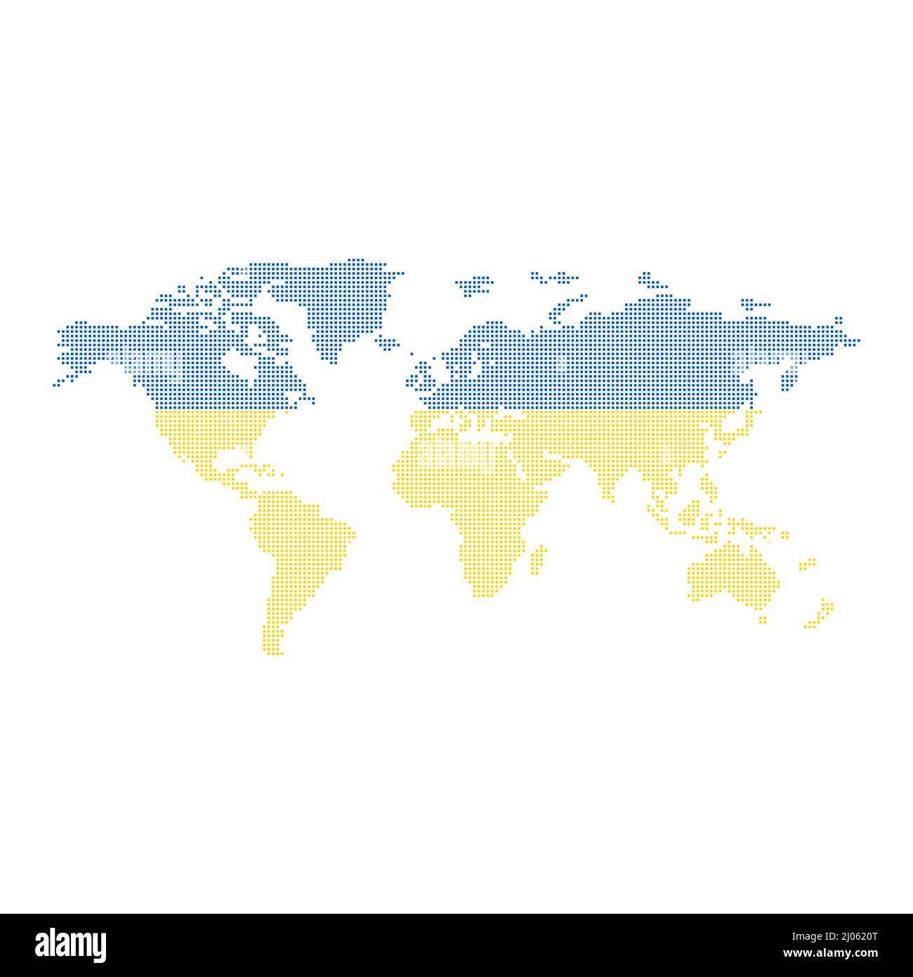 World dotted map with ukrainian Flag color. Pixel map of Ukraine ...