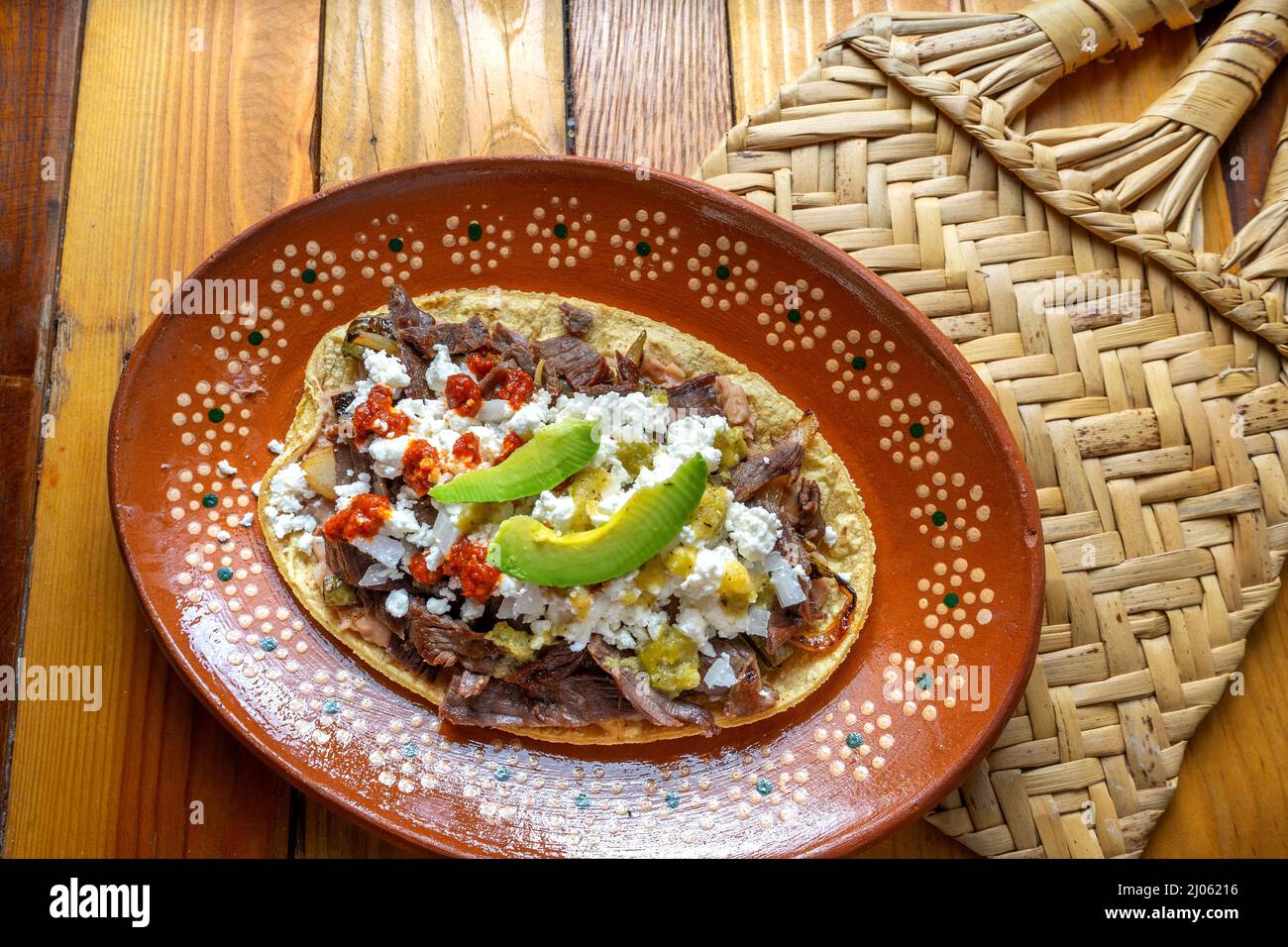 Traditional mexican huarache of cecina beef Stock Photo - Alamy