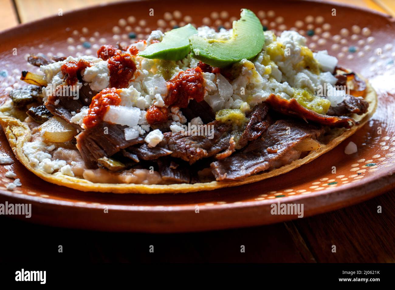 Traditional mexican huarache of cecina beef Stock Photo - Alamy