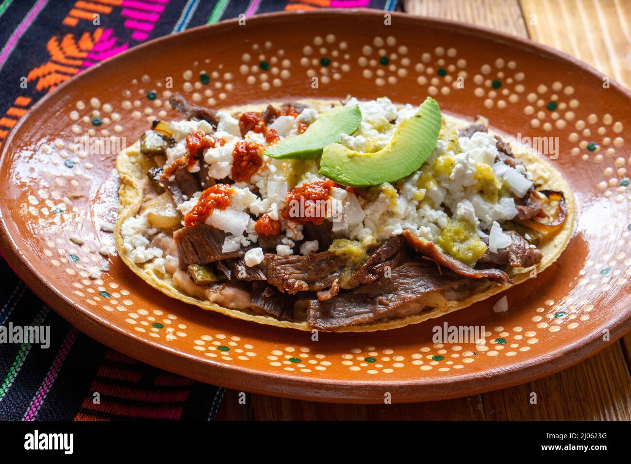 Traditional mexican huarache of cecina beef Stock Photo - Alamy