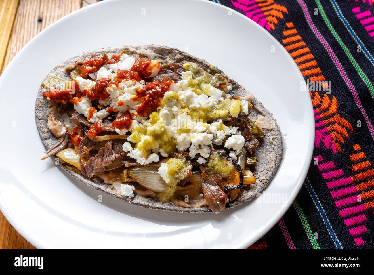 Traditional mexican huarache of cecina beef Stock Photo - Alamy