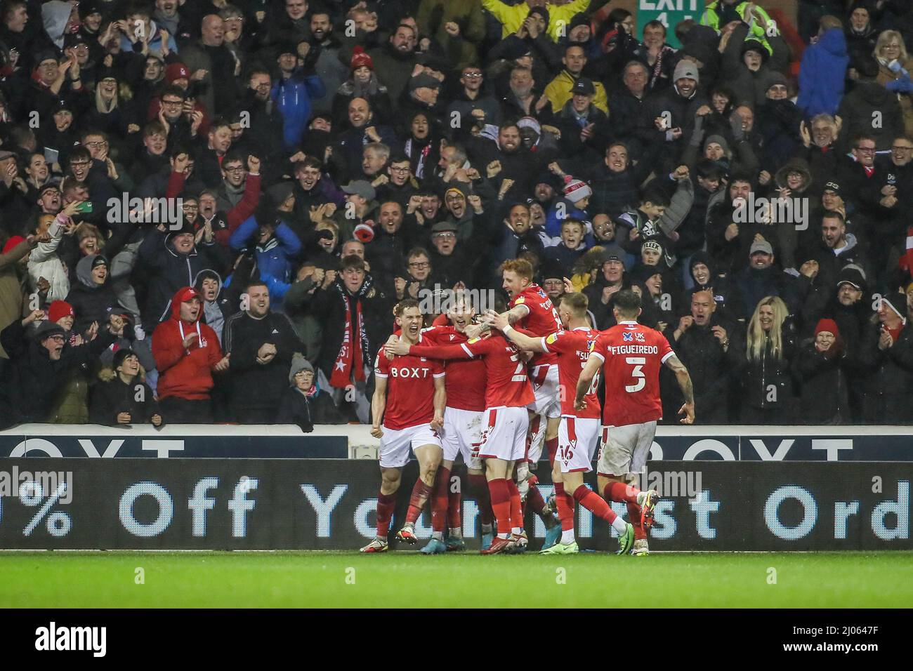 Ryan Yates #22 of Nottingham Forest celebrates putting the home side ...