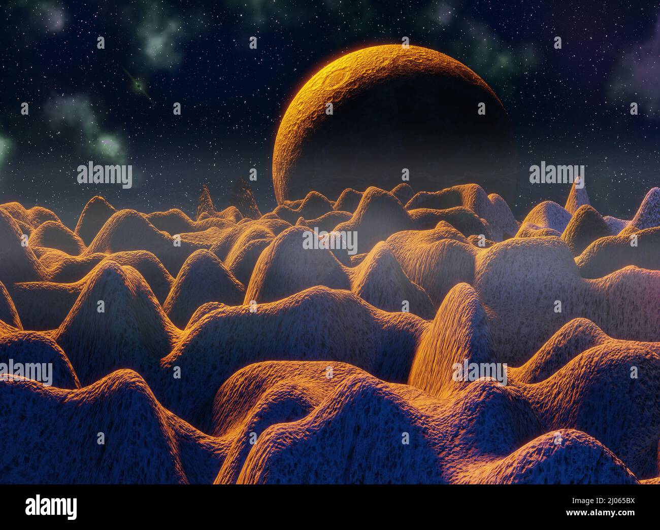 fantastic sunset landscape on an unknown planet 3d render Stock Photo ...