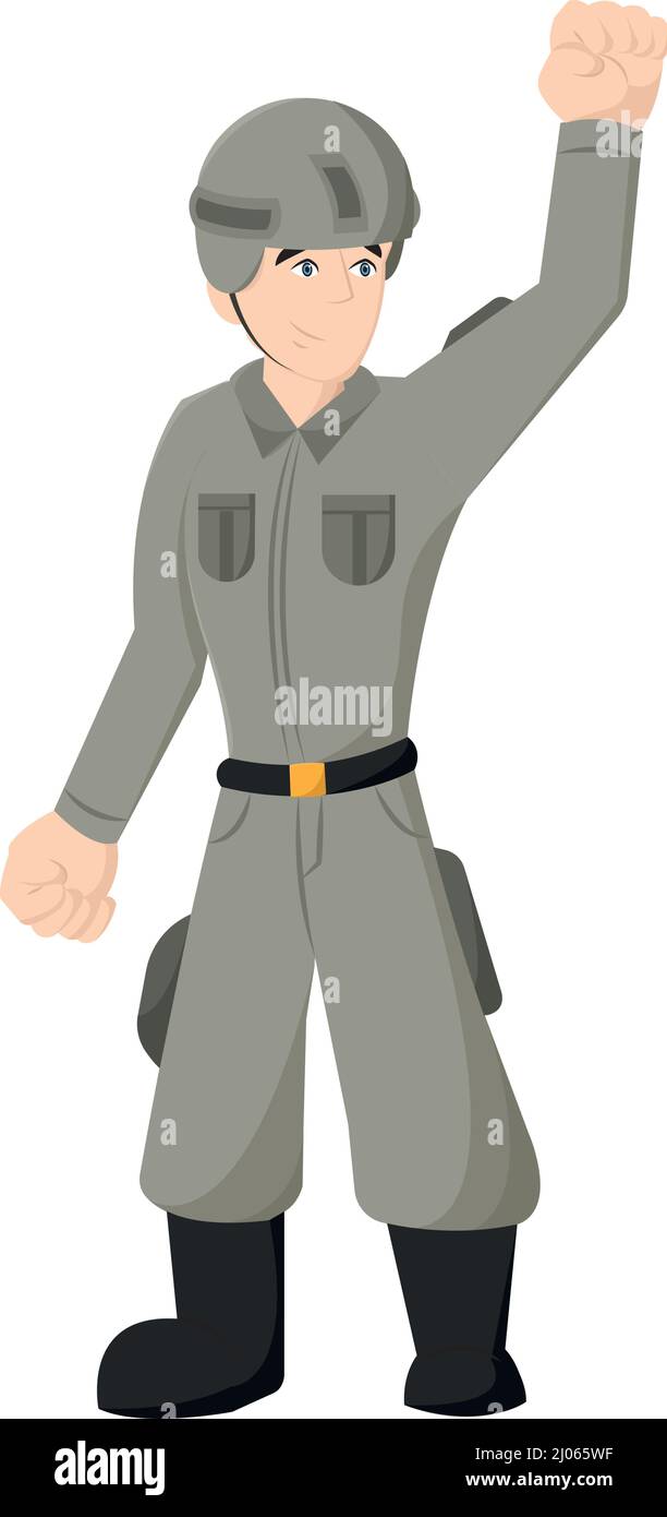 Isolated happy soldier cartoon raising one hand Vector Stock Vector ...