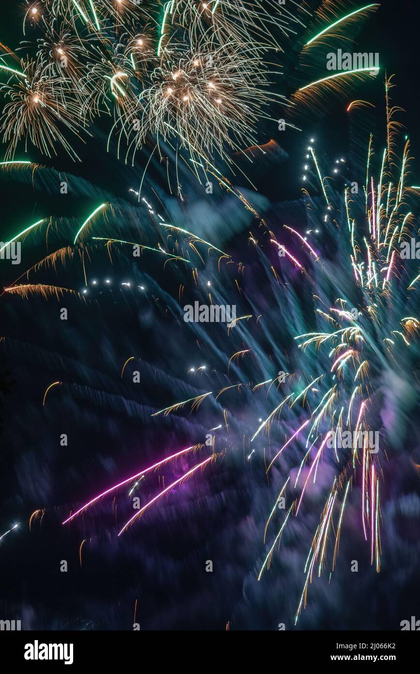 many colored spark from fireworks on new year Stock Photo - Alamy