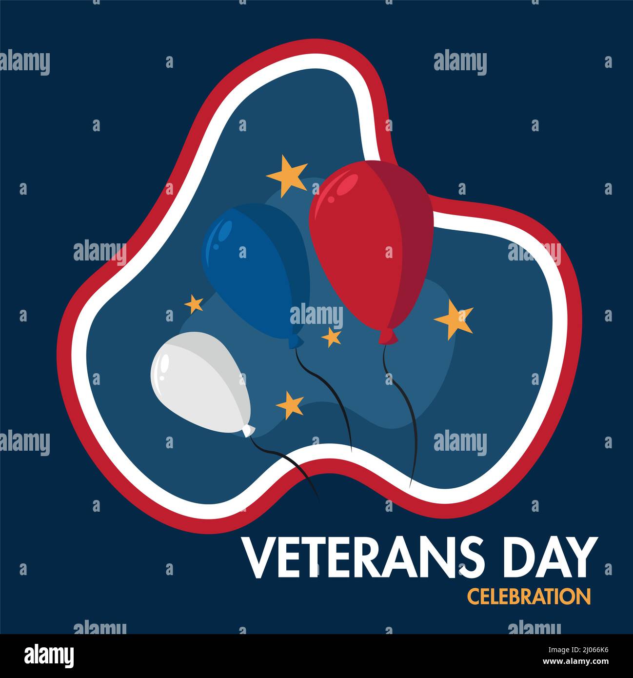 Colored balloons and star shapes Happy veterans day template Vector ...