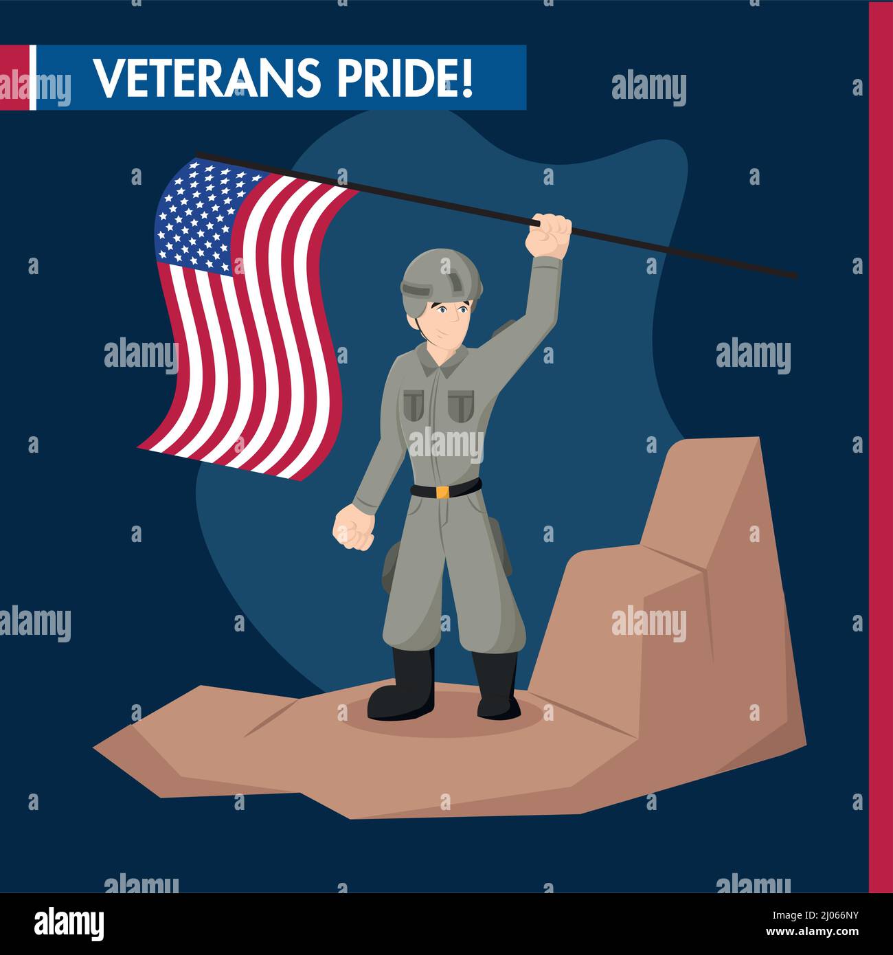 Soldier cartoon holding the flag of USA Happy veterans day Vector Stock ...