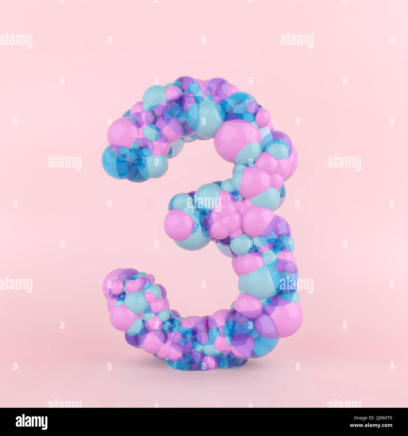 Creative number three 3 concept made of colorful pastel balloons ...
