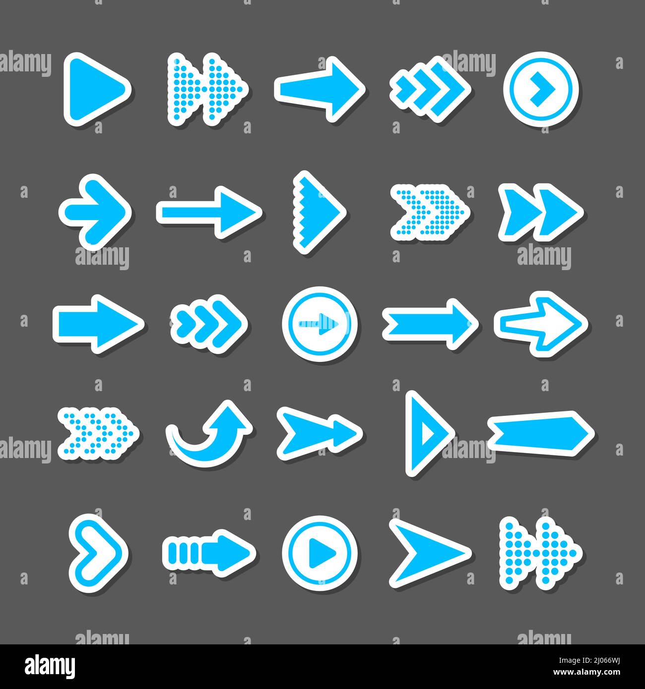 Colorful arrow stickers set. Blue cursor icons, pointers collection ...