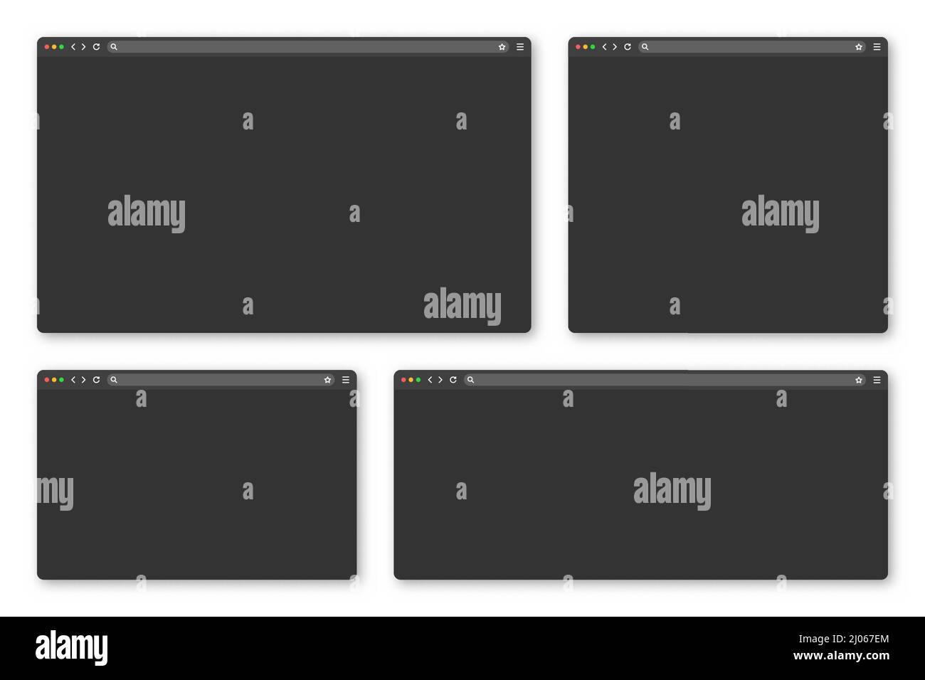 Blank web browser window with toolbar and search field. Modern website ...