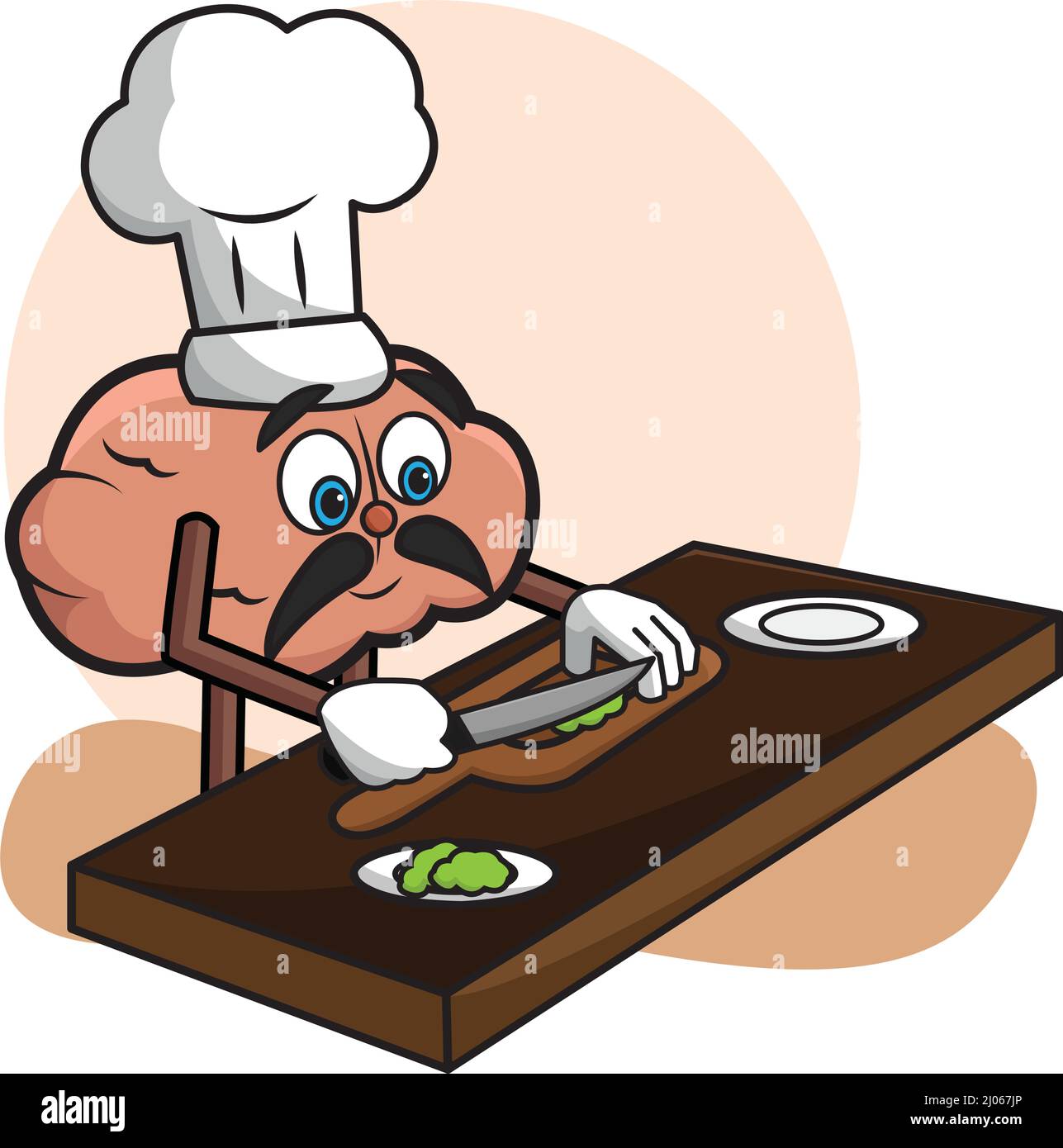 Isolated chef brain cartoon character with hat Vector Stock Vector ...
