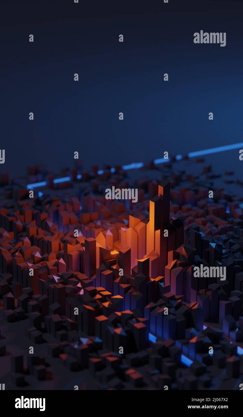 Modern vibrant night city concept abstract background with neon lights ...