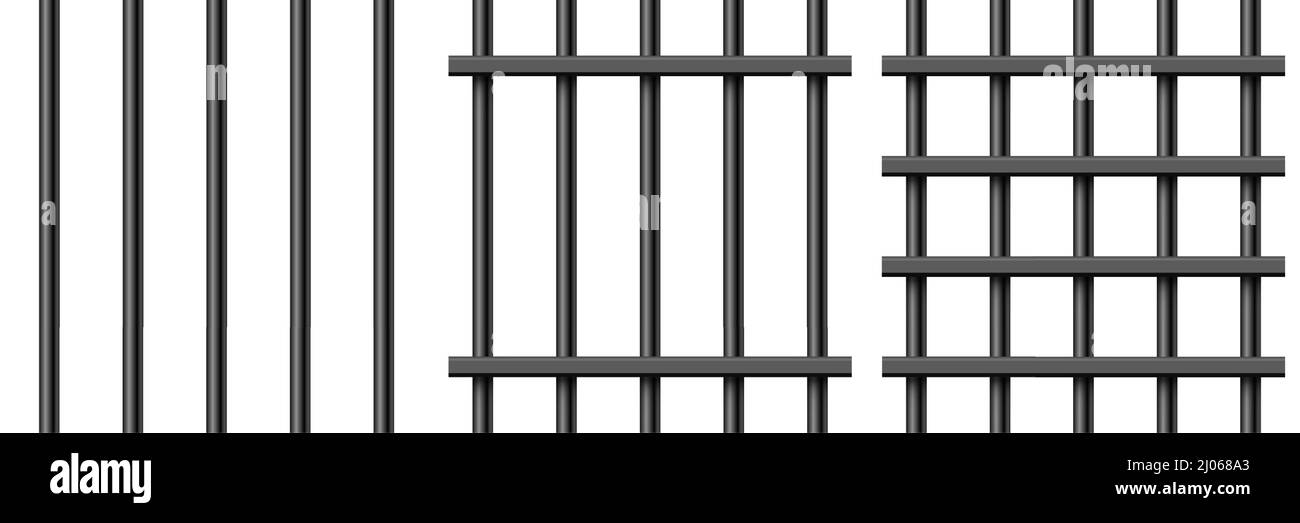 Black realistic metal prison bars isolated on white background ...