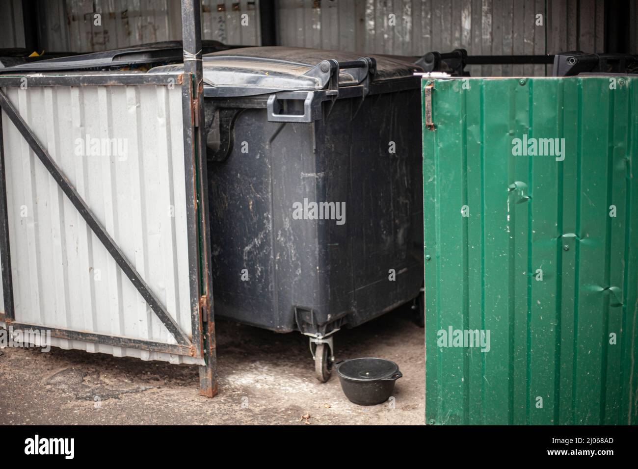Garbage can outside. Container for waste collection. Plastic tank for ...