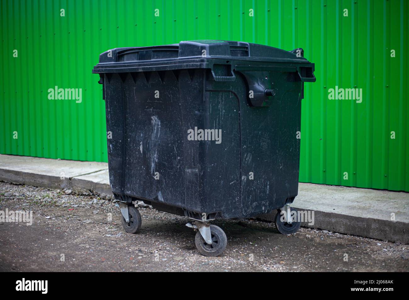 Garbage can. Garbage on street. Place of waste dumping from store ...