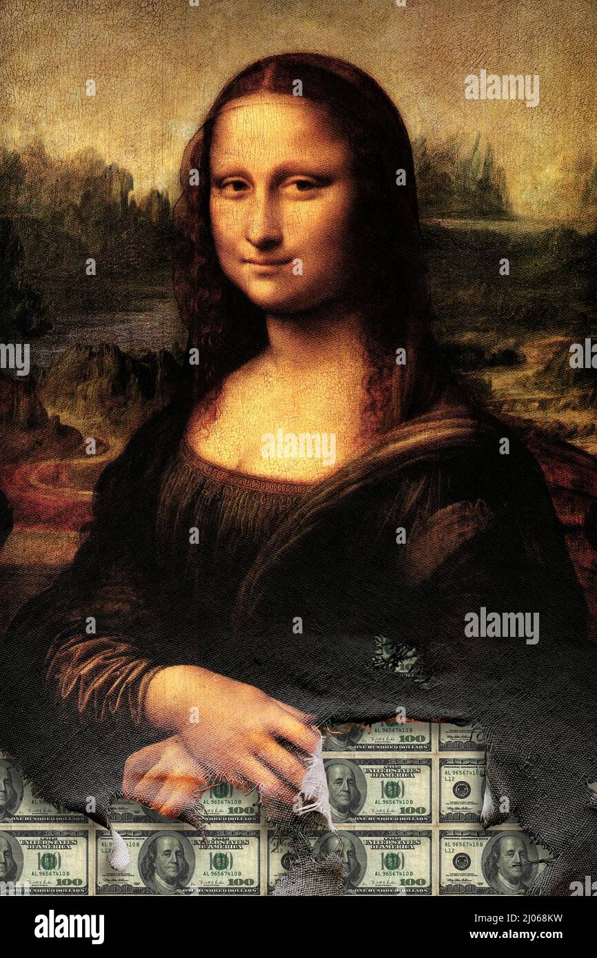 Money Mona Lisa - Leonardo da Vinci renaissance woman art Stock Photo ...