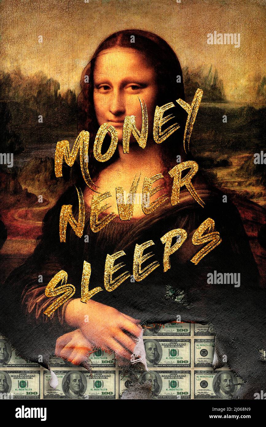 Money Never Sleeps Mona Lisa - Leonardo da Vinci renaissance woman art ...
