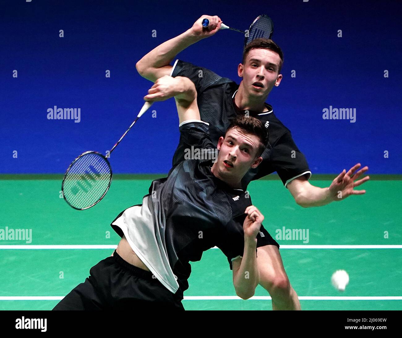 Scotland's Christopher Grimley and Matthew Grimley in action against ...