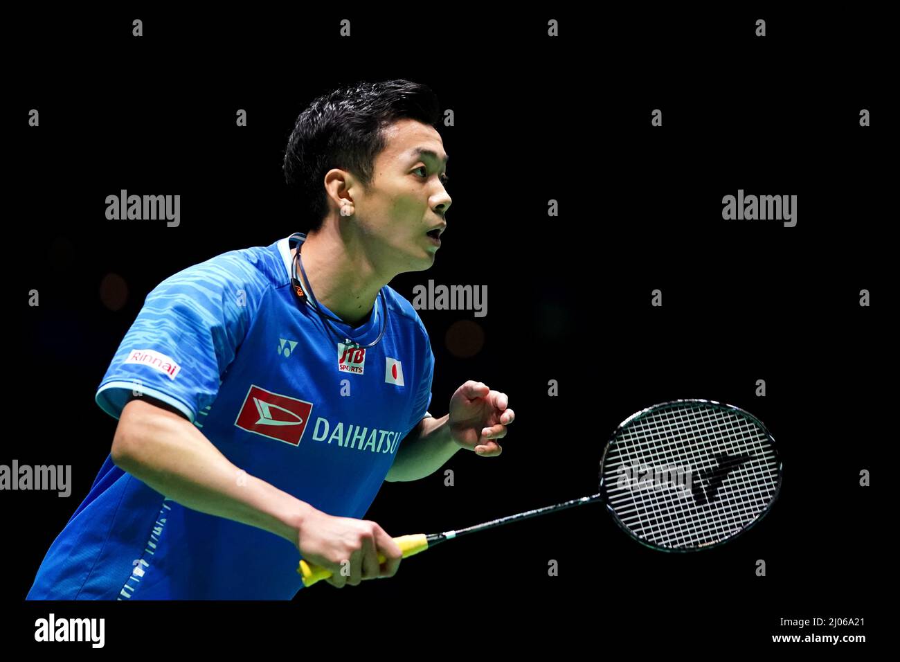 Japan's Kenta Nishimoto in action against Malaysia's Lee Zii Jia during ...