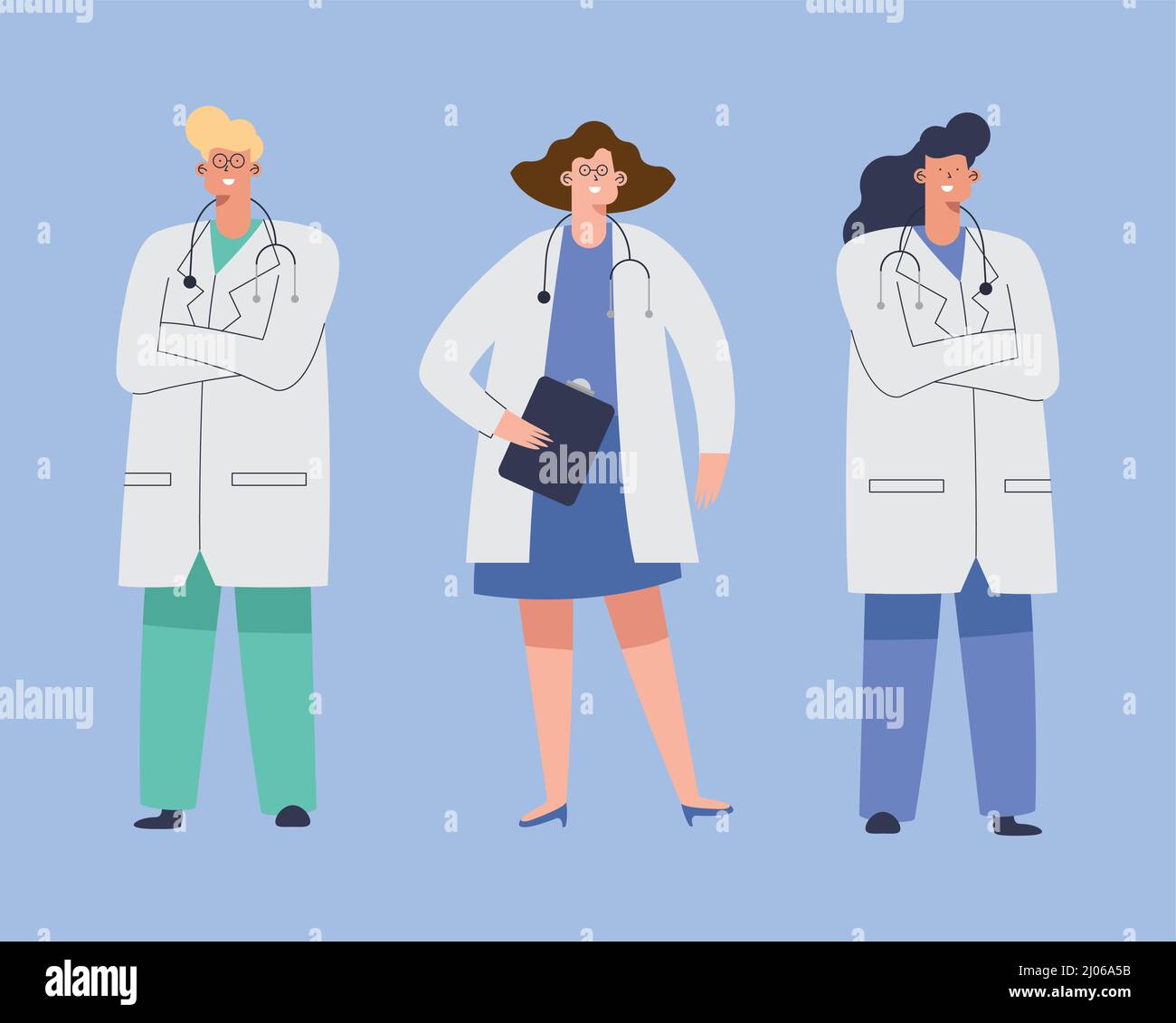 three professionals doctors medical characters Stock Vector Image & Art ...