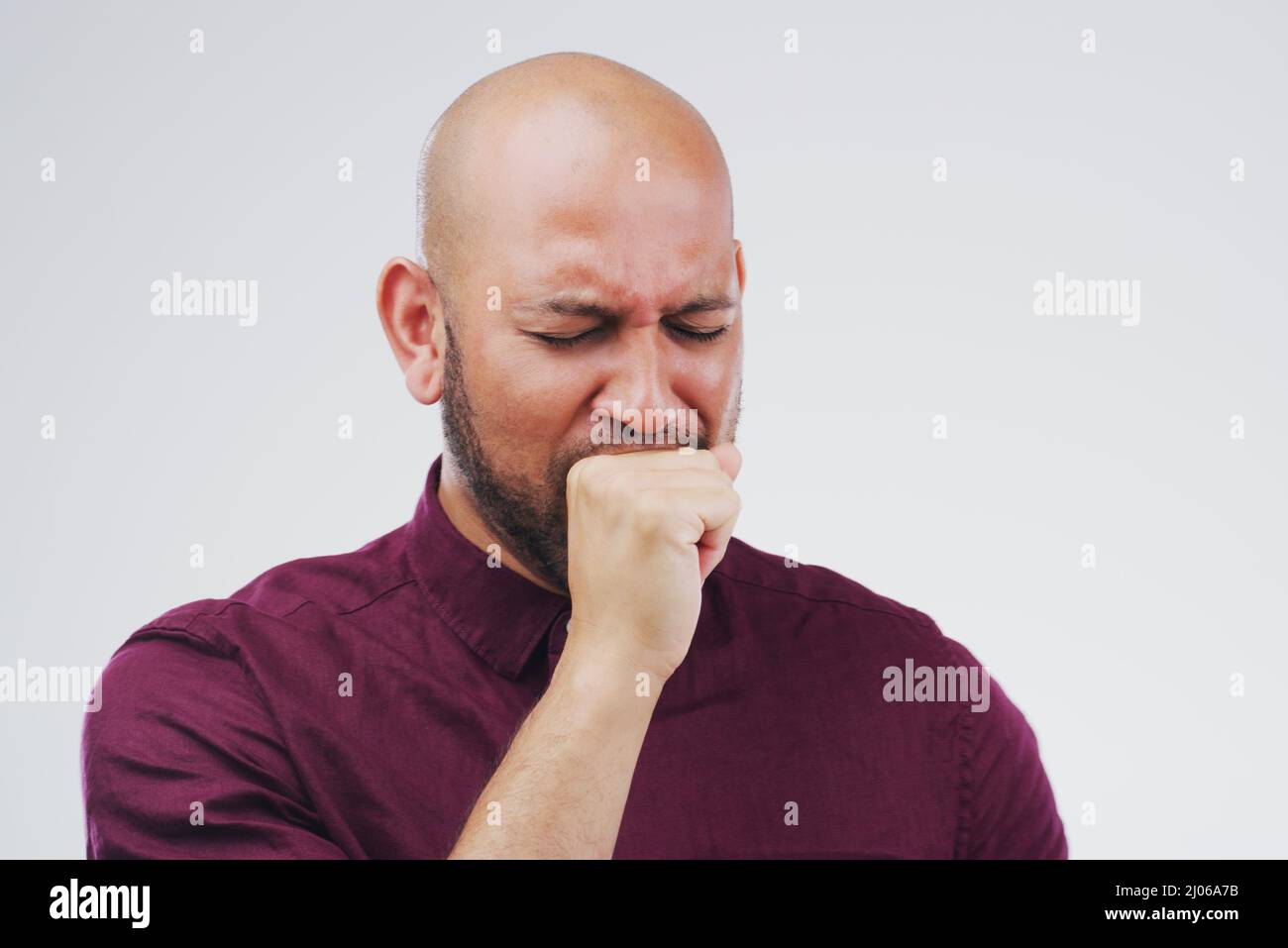 Bronchitis is not the best. Studio shot of a handsome young man ...