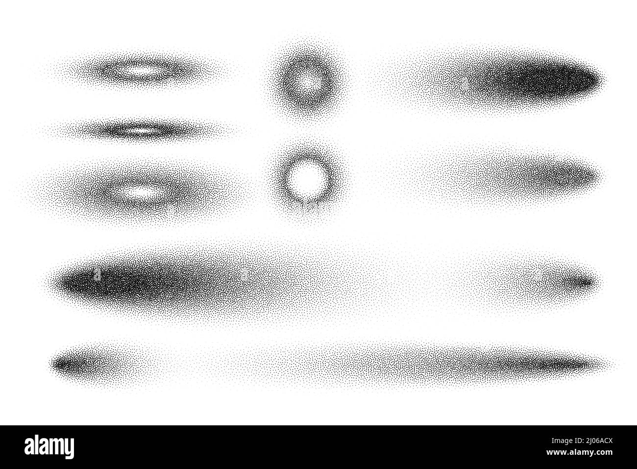 Stipple shadows set, dotted design elements. Fading gradient. Stippling ...