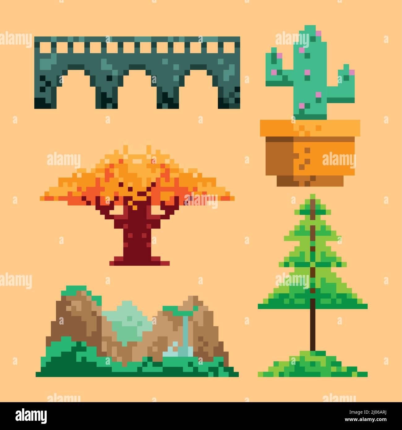 pixel art set five icons Stock Vector Image & Art - Alamy