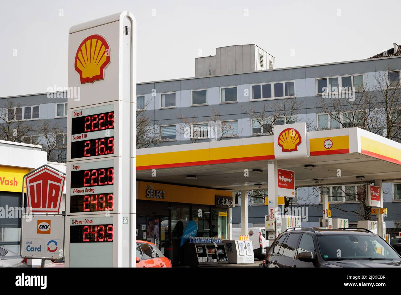 A petrol station in Munich, Germany displays the current price of fuel ...
