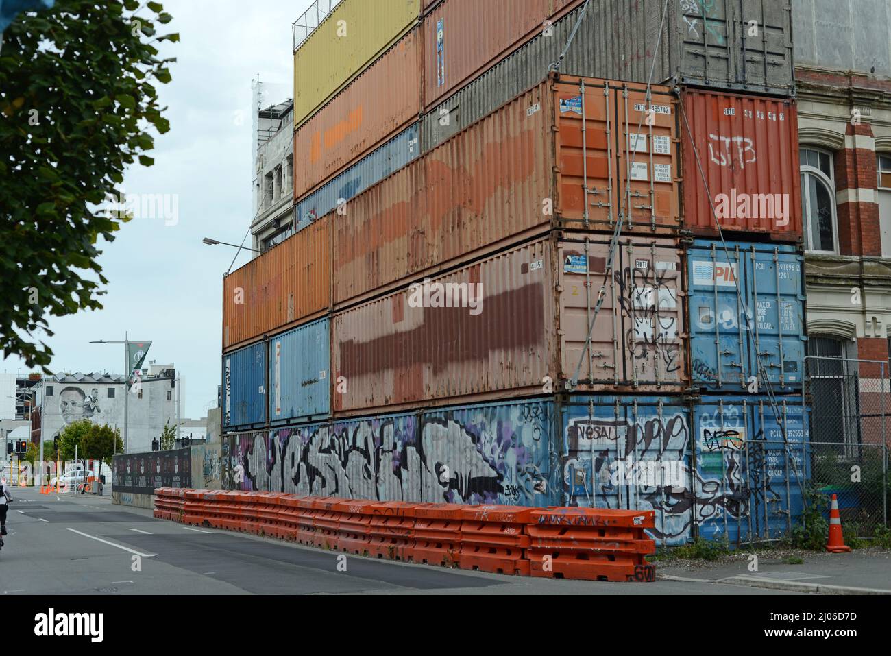 CHRISTCHURCH, NEW ZEALAND, FEBRUARY 24, 2022: Shipping containers ...