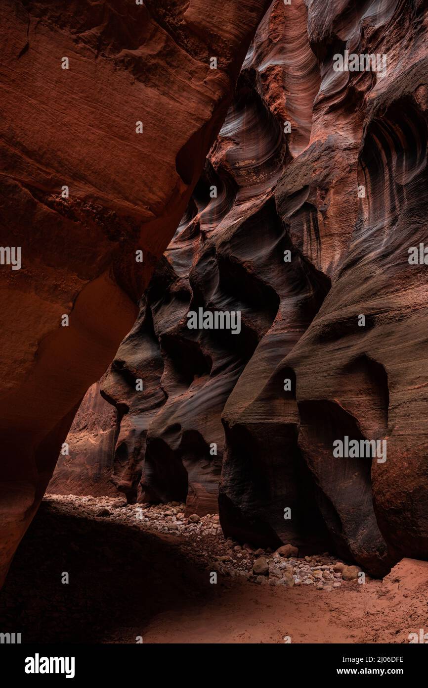Rippling Eroded Texture of Sandstone Wall Covered In Desert Varnish in ...