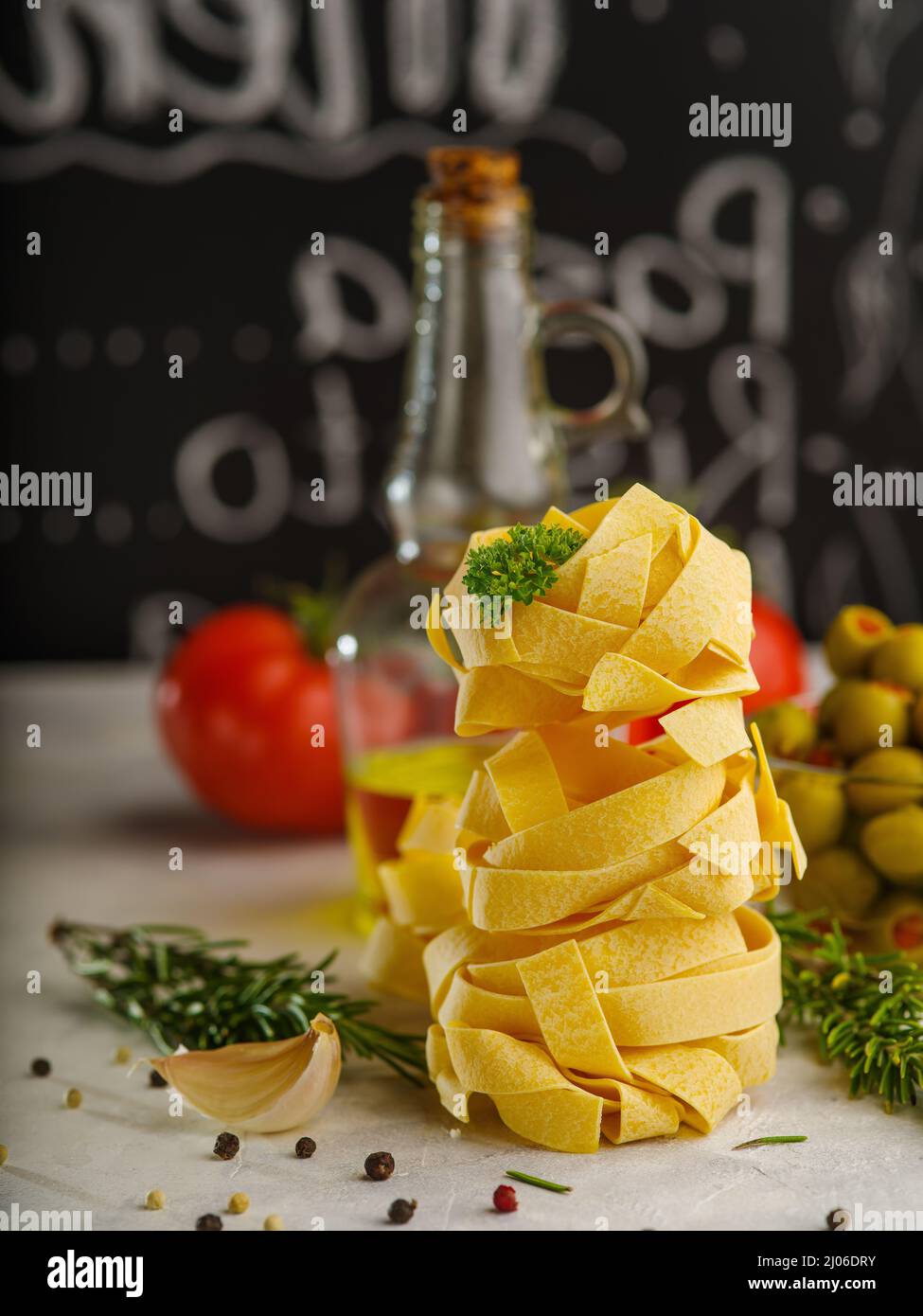 Classic Italian pasta in an interesting presentation. In the background ...